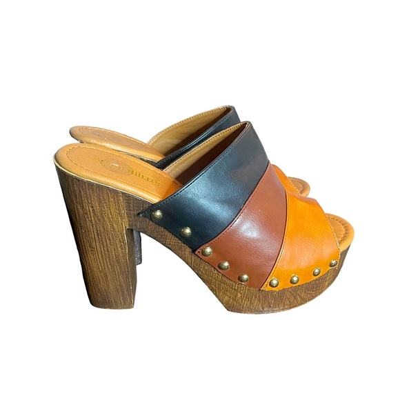 Olivia Miller | Shoes | Olivia Miller Tri Color Clog Heels Size 9 ...